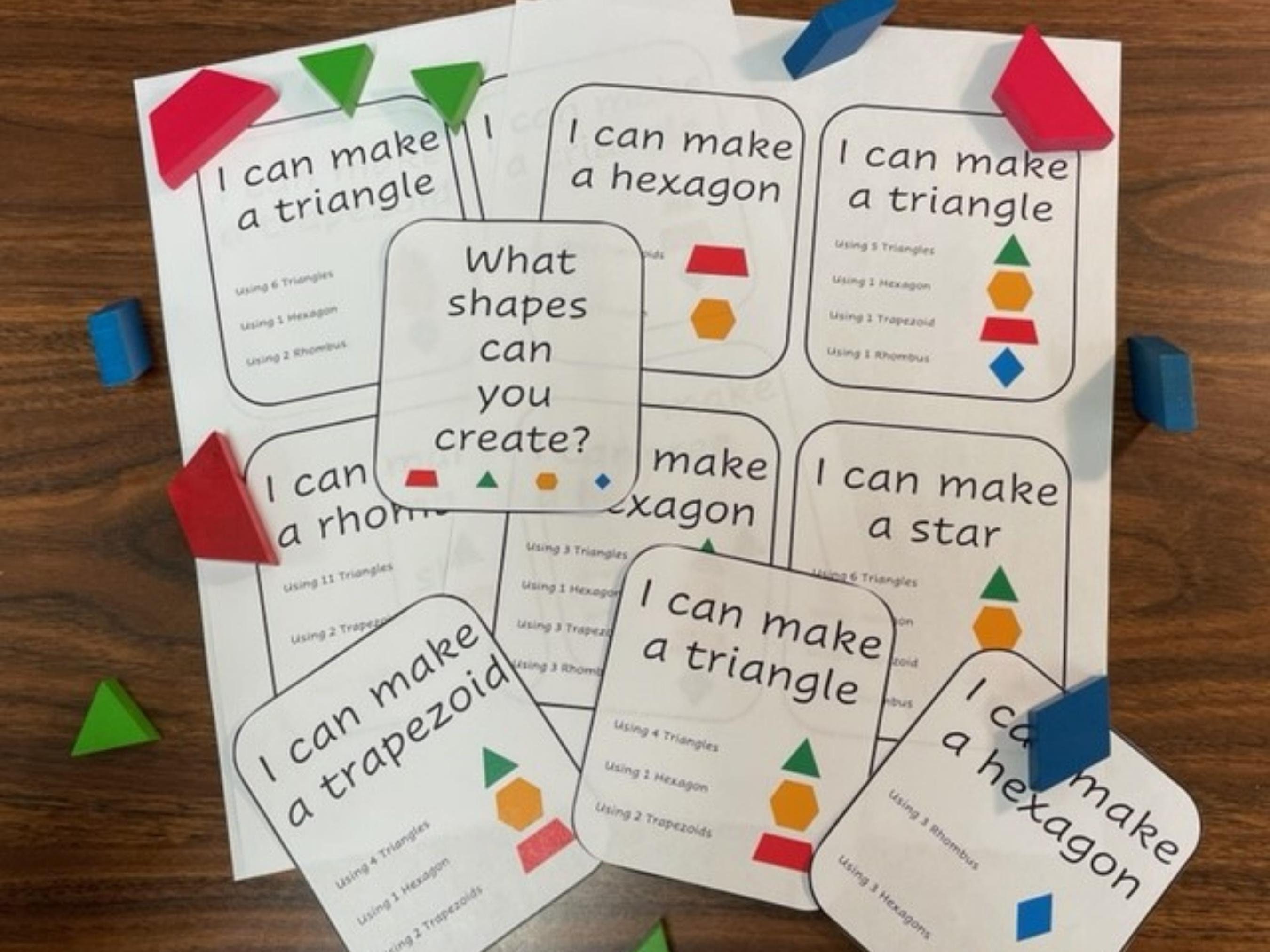 Pattern Blocks Stem Challenge Cards Tangram Puzzle 2D Shapes | Etsy