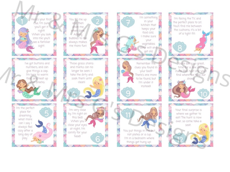 Mermaid Indoor Scavenger Hunt Printable Birthday Scavenger | Etsy