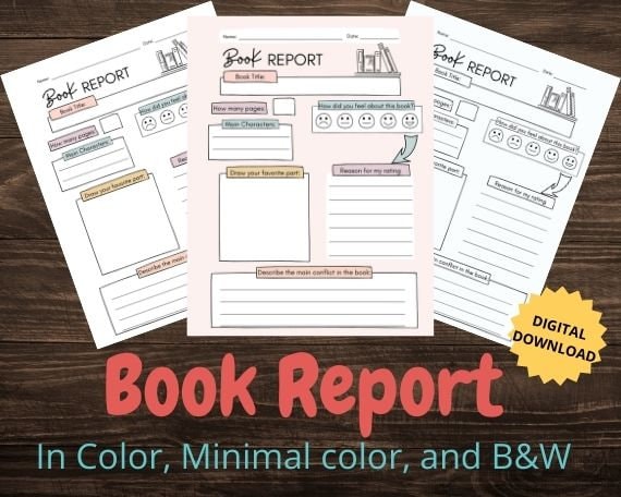Book Report Book Review Printable Book Report Reading | Etsy