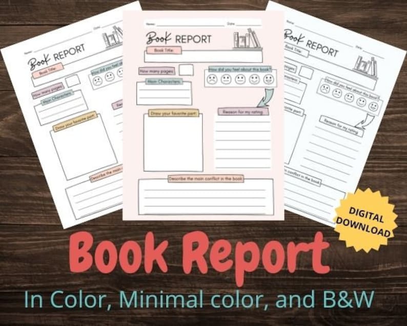 Book Report Book Review Printable Book Report Reading - Etsy Canada