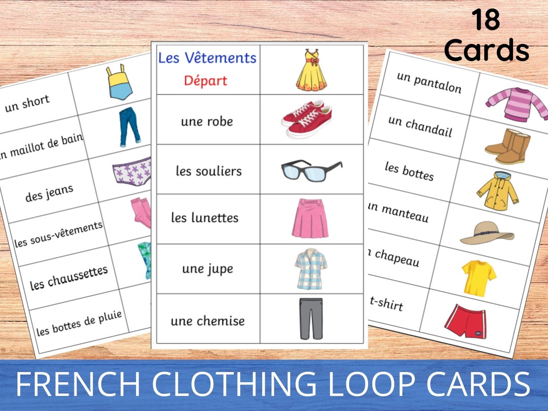 French Clothing Loop Cards, Basic French, France Classroom Resources ...