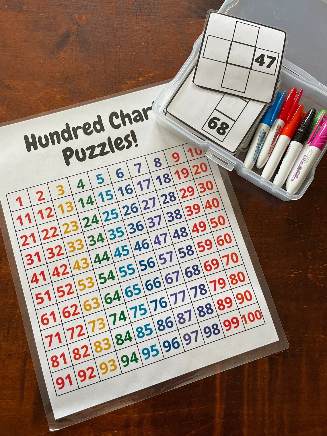 Hundreds Chart Math Game Skip Counting Puzzle Number Line | Etsy
