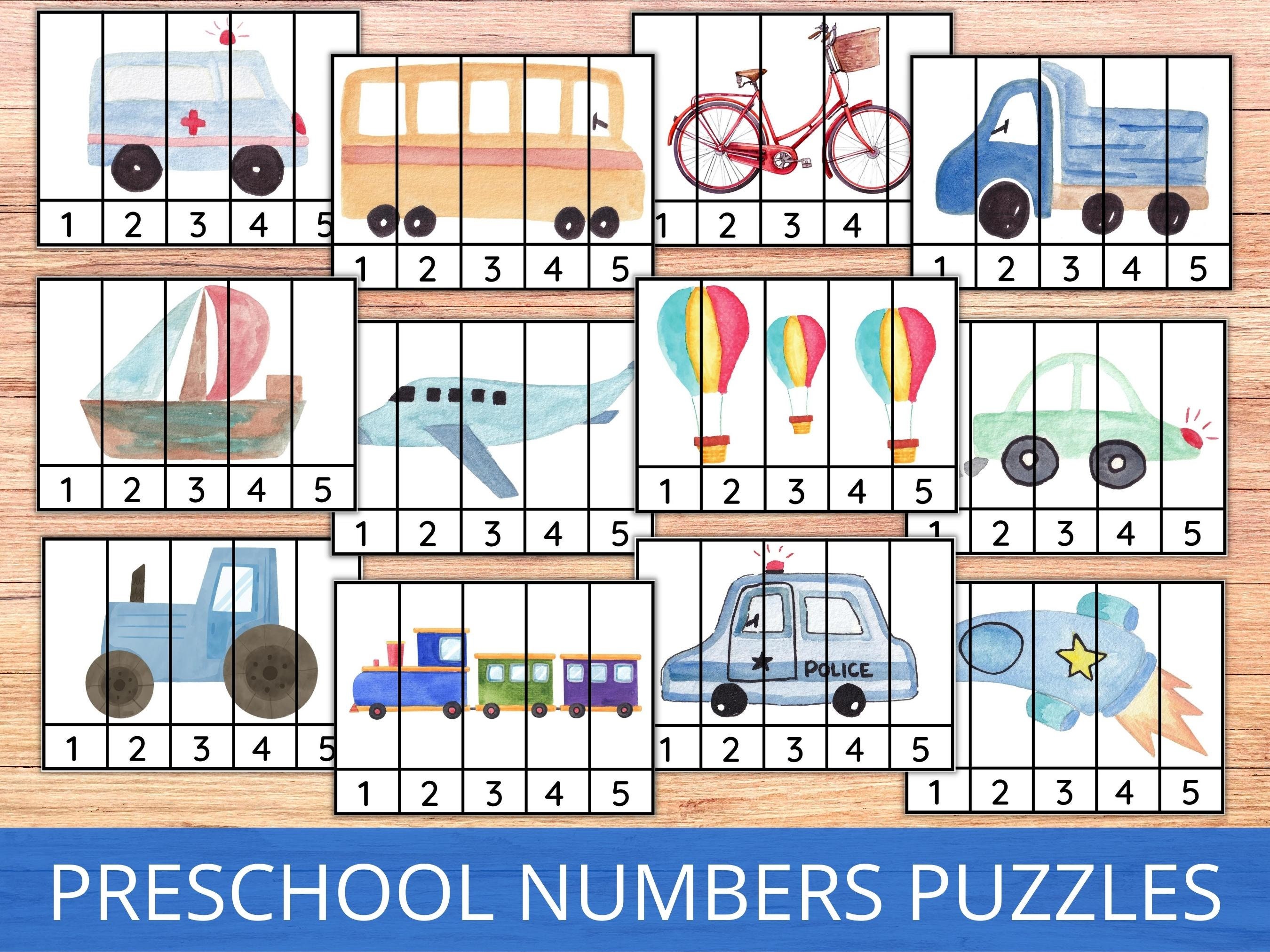Preschool Sequencing Numbers Puzzles, Numbers 1-5, Montessori Printable ...