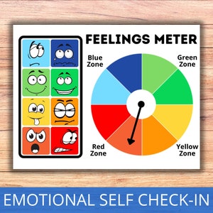 Feelings Chart, Emotional Self Check-in, Self-regulation Zones Tool ...
