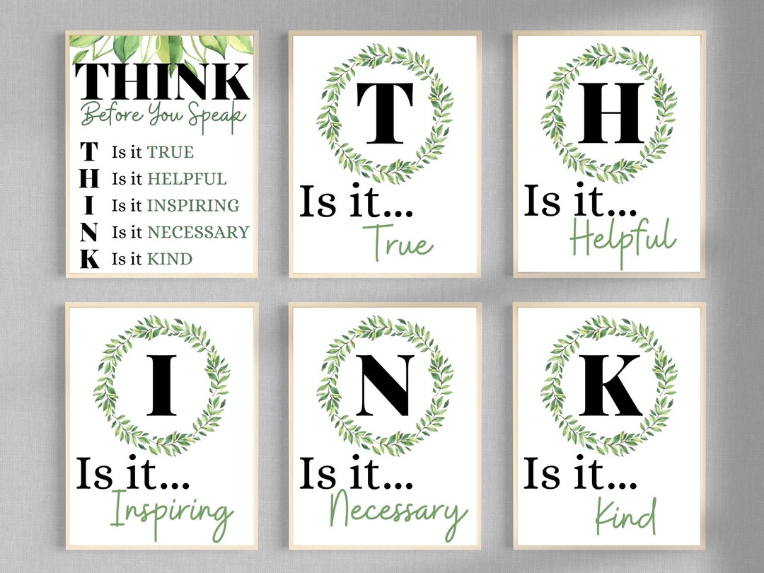 THINK Before You Speak Poster Set Botanical Classroom Decor - Etsy