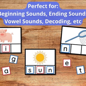 CVC Words Printable, Phonics Cards, Beginning Sounds, Early Reading ...