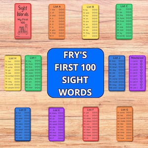 First 100 Sight Word Flashcards, Fry's Sight Words Printable ...