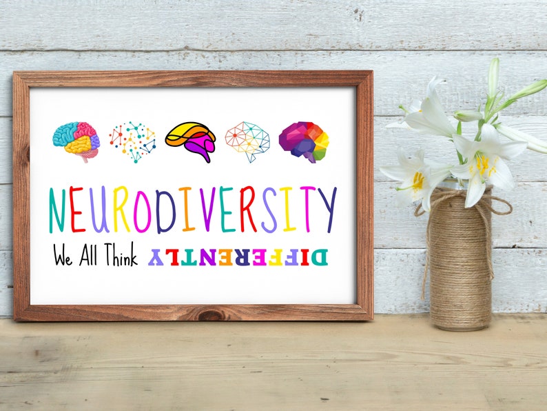 Neurodiversity Digital Art Poster, We All Think Differently Print ...