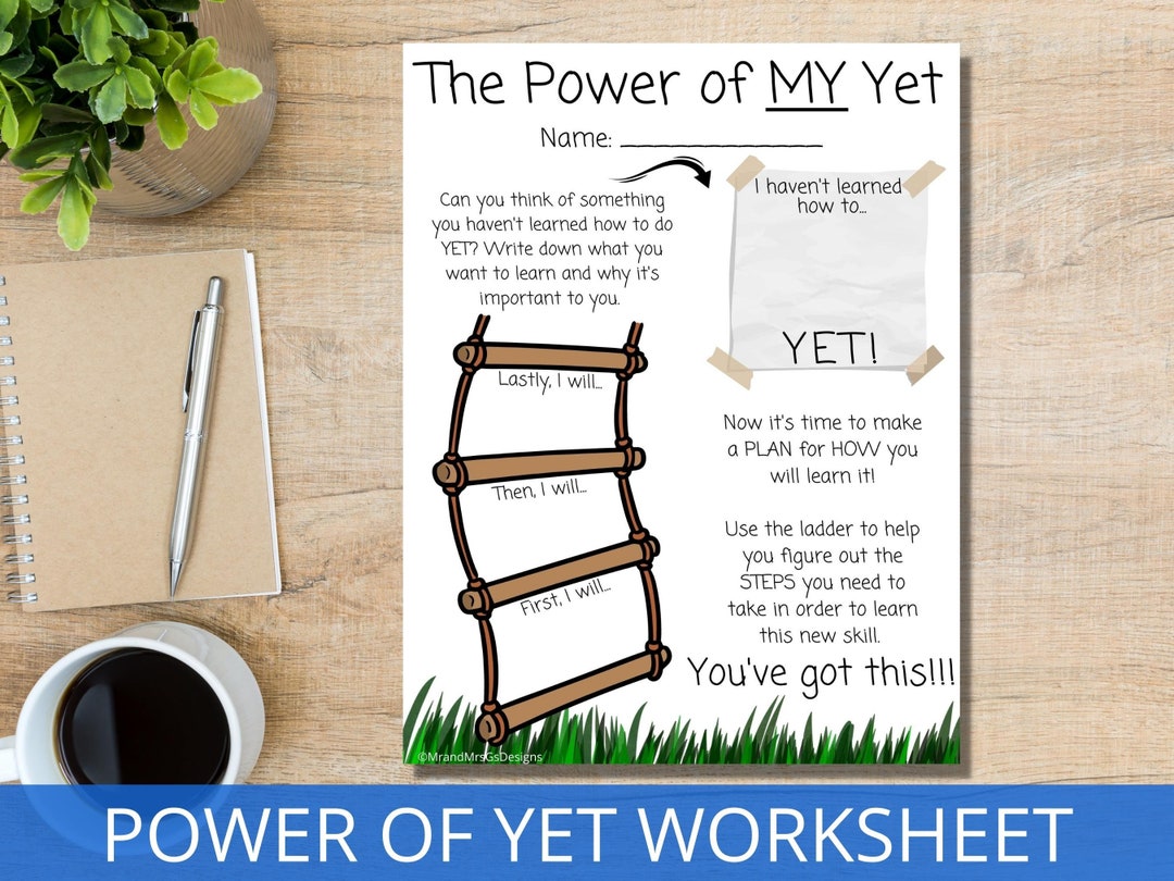 Power of yet Worksheet Growth Mindset Challenging Negative - Etsy