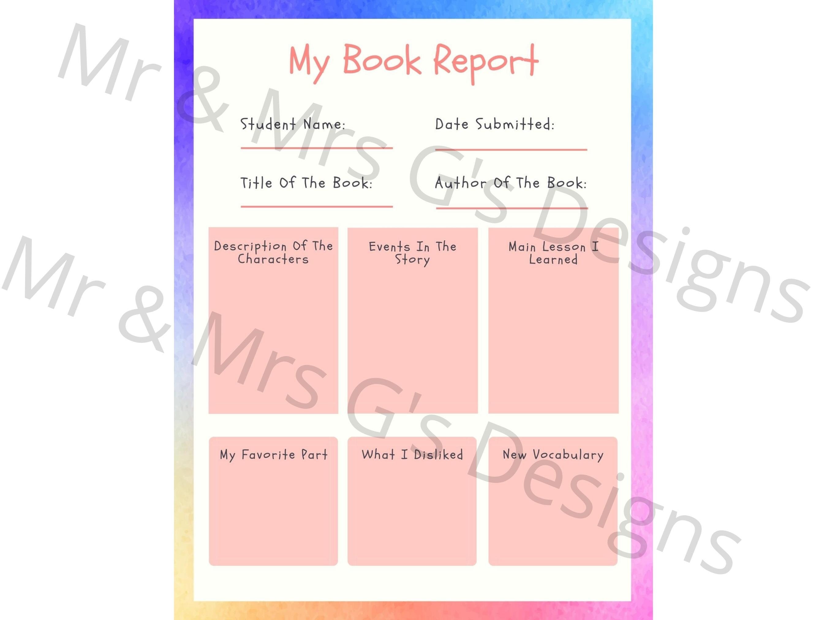 Book Report - Book Review - Printable Book Report - Reading Worksheet ...