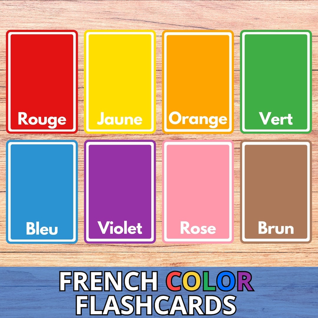 FRENCH COLORS Flashcards, Basic French Vocabulary, France Classroom ...