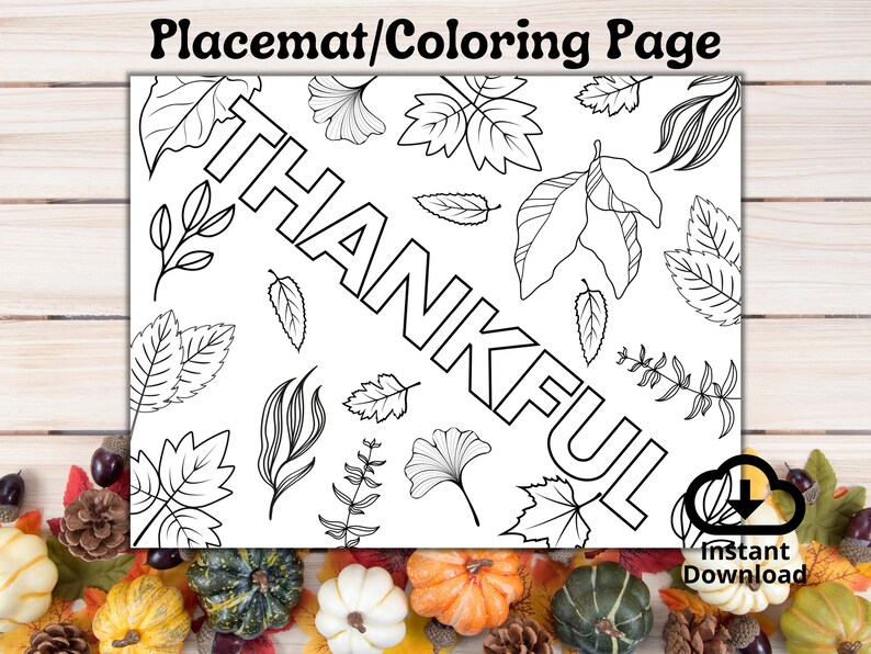 THANKSGIVING Coloring Placemat - Thanksgiving Printable - Thanksgiving ...