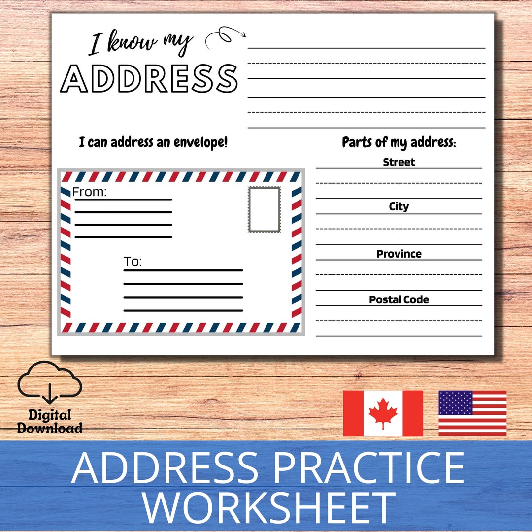 ADDRESS Practice Worksheet, Learn My Address, Kids Address Activity ...