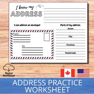 ADDRESS Practice Worksheet, Learn My Address, Kids Address Activity ...