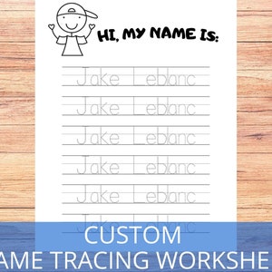 Custom Name Tracing Worksheet, Handwriting Practice Sheet, Personalized ...