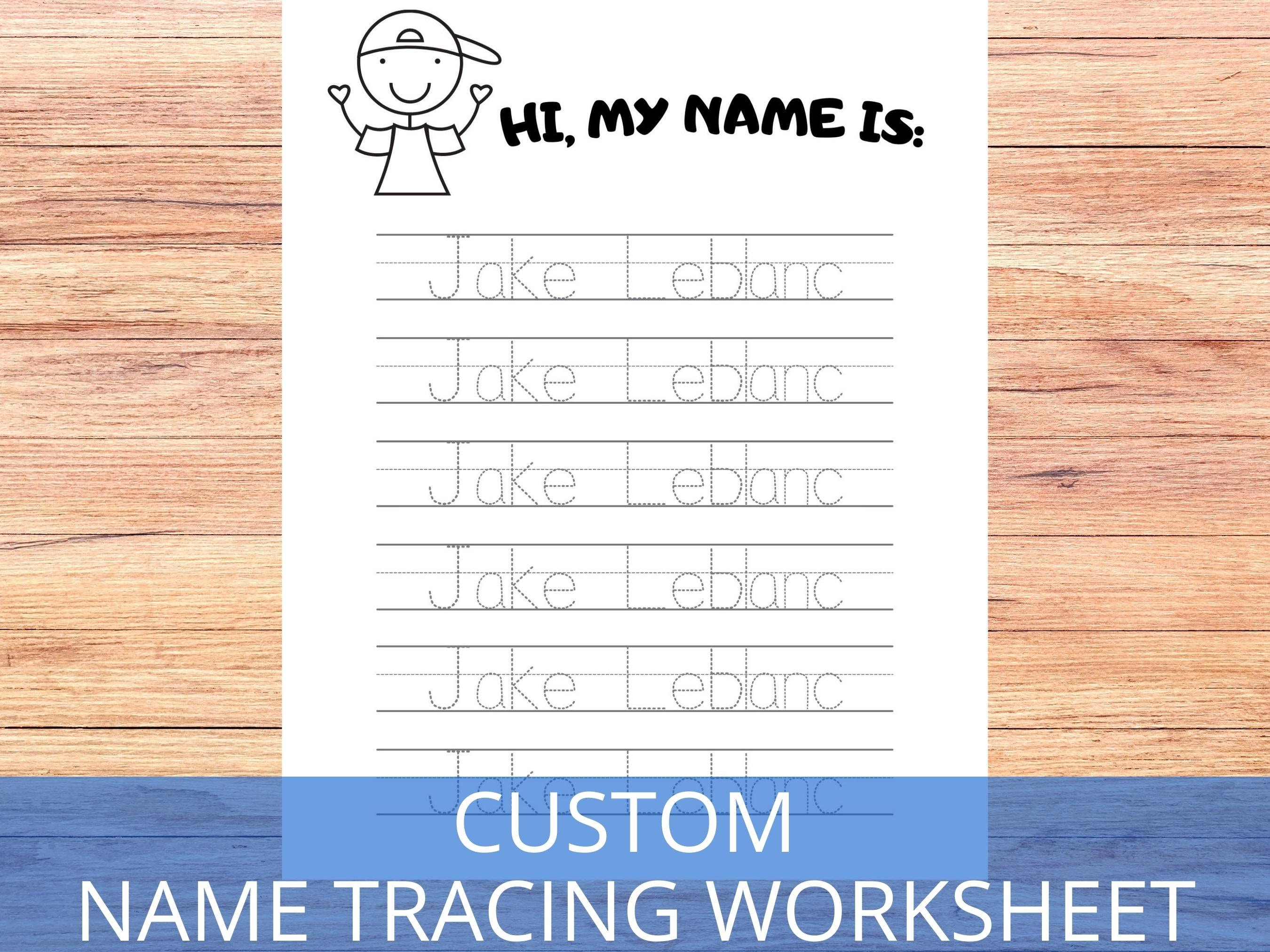Custom Name Tracing Worksheet Handwriting Practice Sheet - Etsy Canada