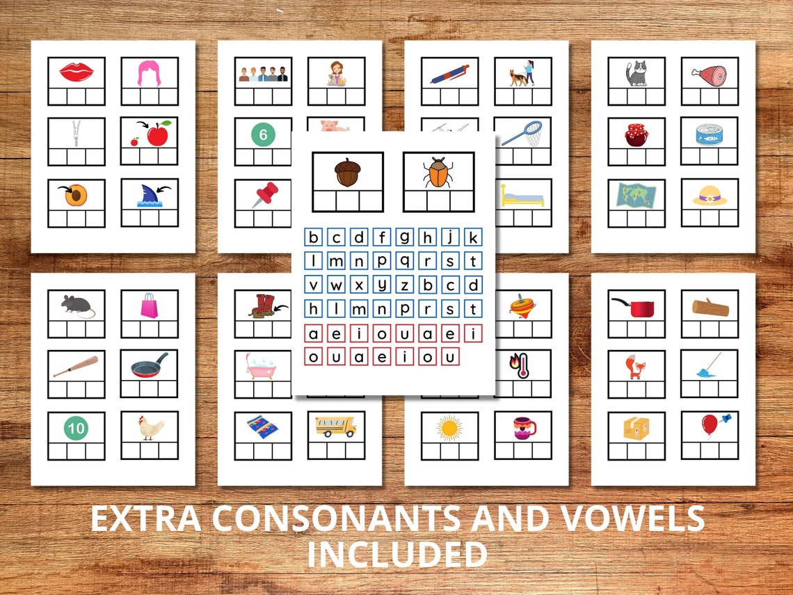 CVC Words Printable Phonics Cards Beginning Sounds Early | Etsy