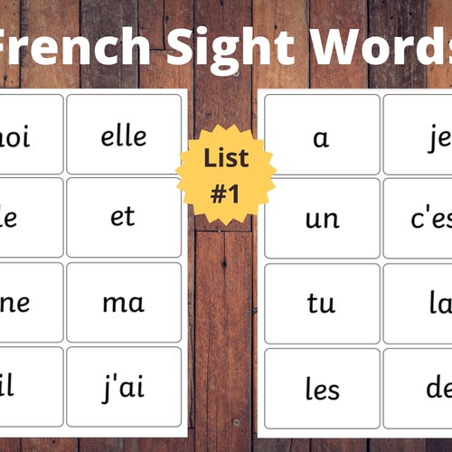 French Sight Word Flashcards List 2 Learning Basic French - Etsy