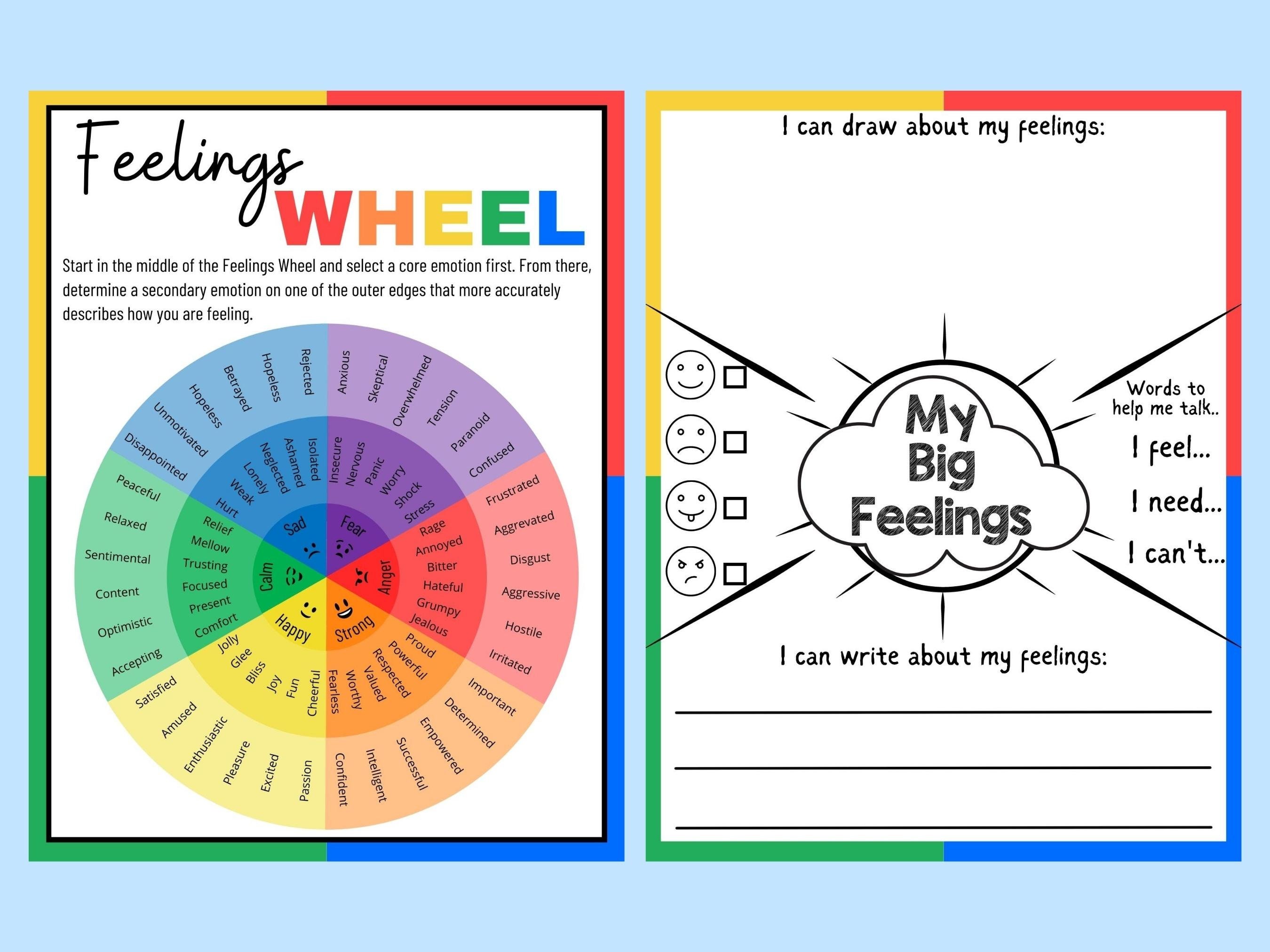 Feelings and Emotions Coping Skills Bundle, Emotional Regulation Zones ...