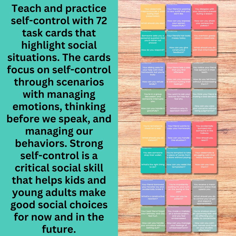 Self-control Task Cards, Self-regulation & Executive Functioning Skills ...