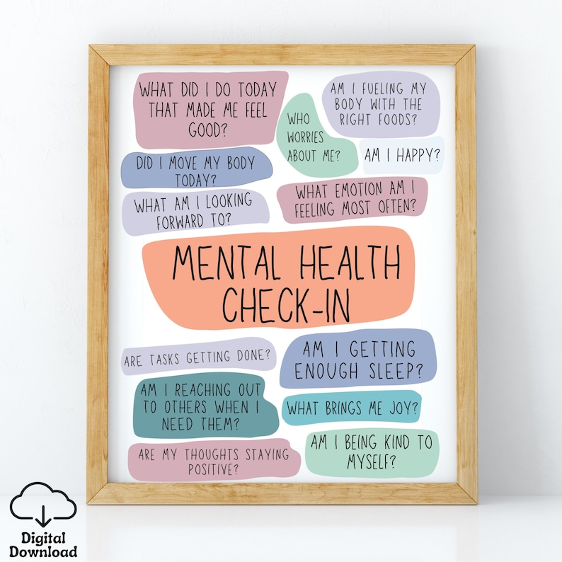 Mental Health Check in for Teens, Therapy Office Decor, Self-care Check ...