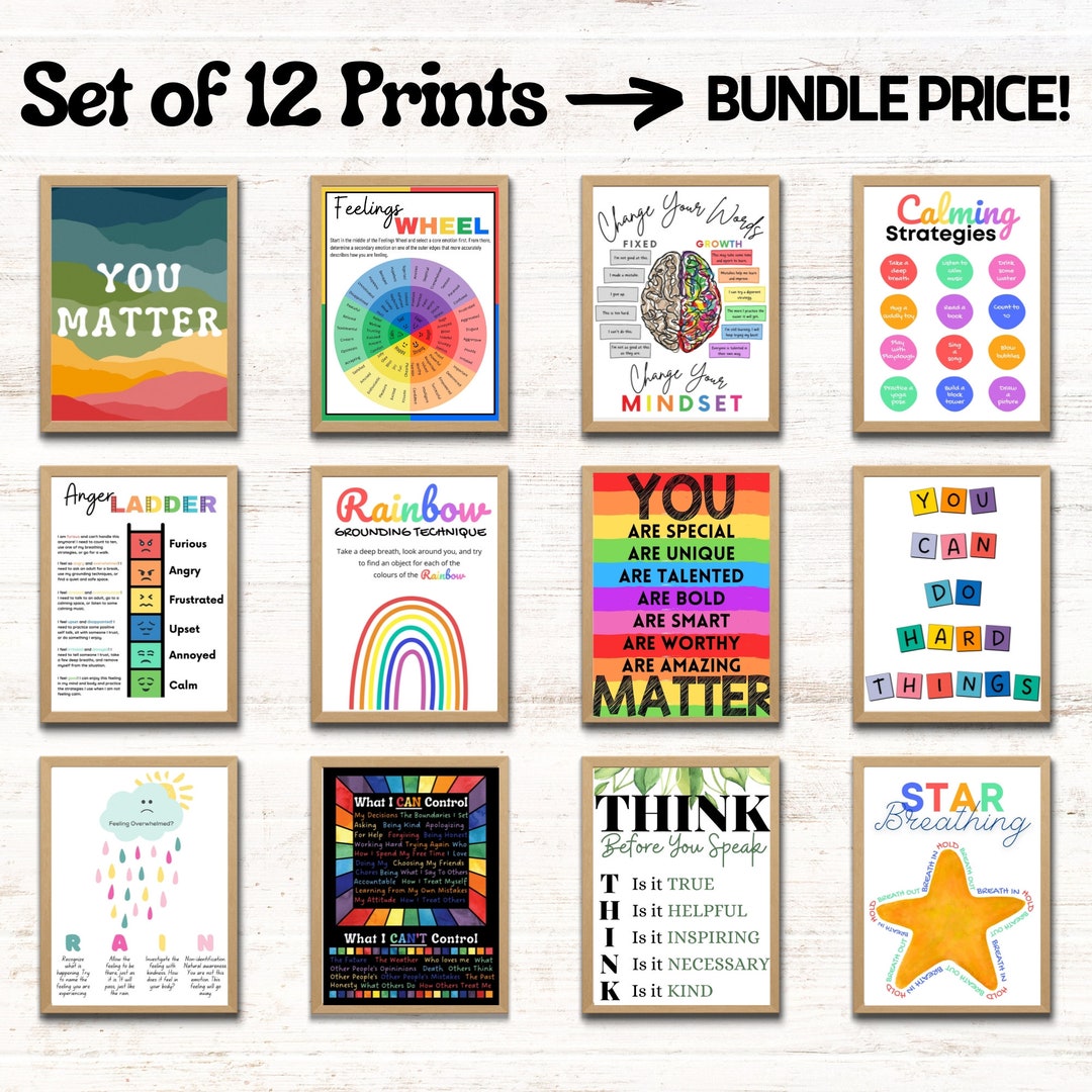 12 Counseling Posters, Therapy Office Decor, School Psychologists Wall ...