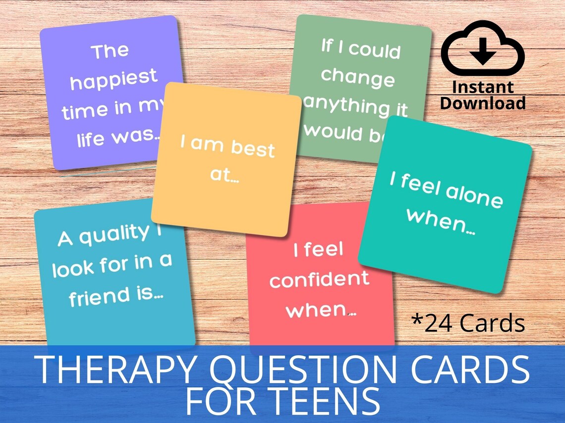 Therapy Question Cards for Teens Conversation Starter Cards - Etsy