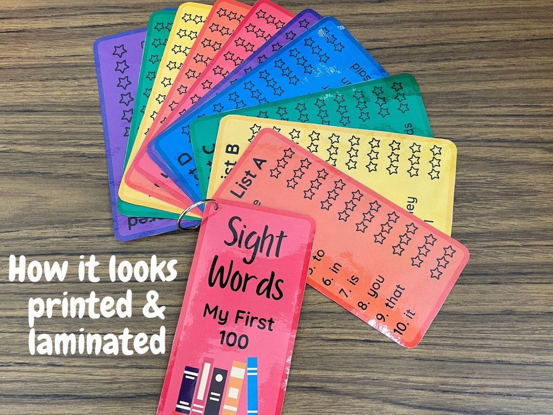 Sight Word Flashcards Fry's First 100 Sight Words | Etsy