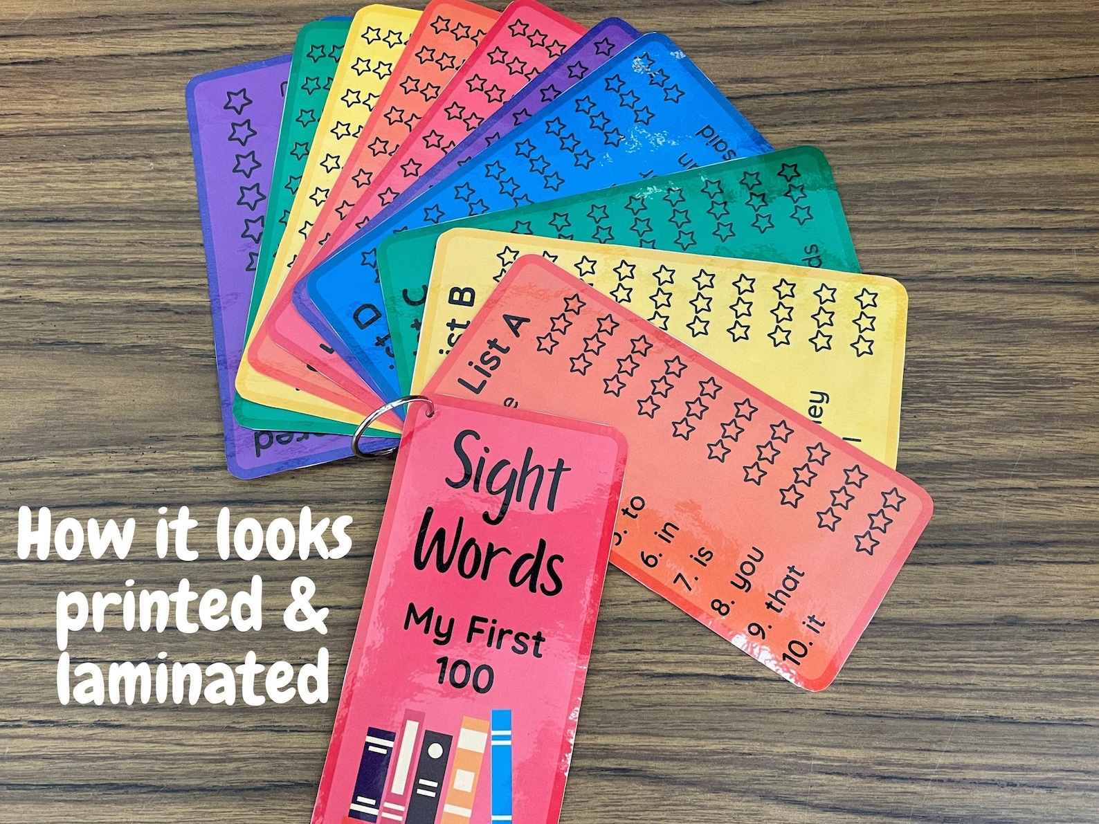 Sight Word Flashcards Fry's First 100 Sight Words | Etsy