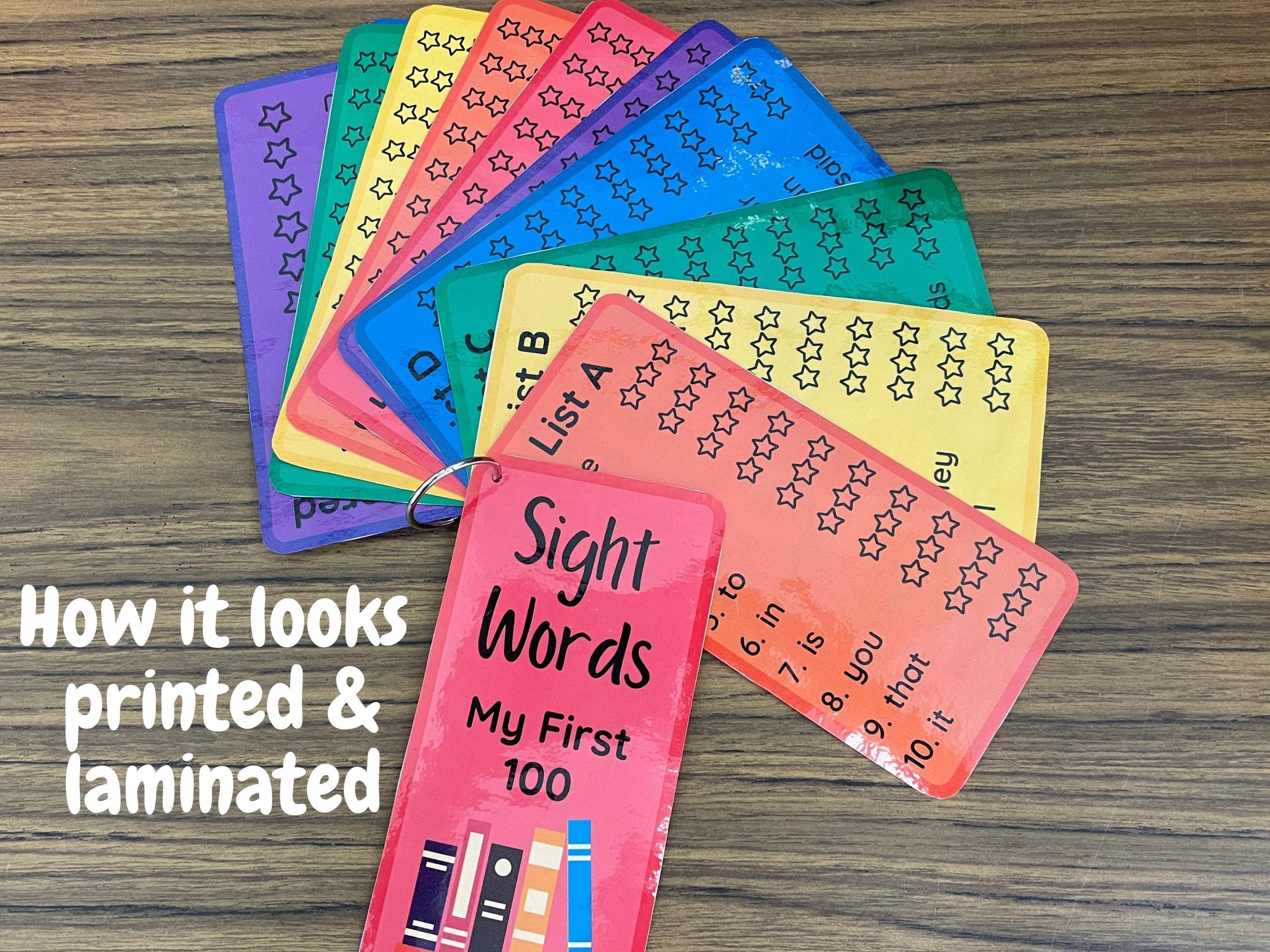 Sight Word Flashcards Fry's First 100 Sight Words | Etsy