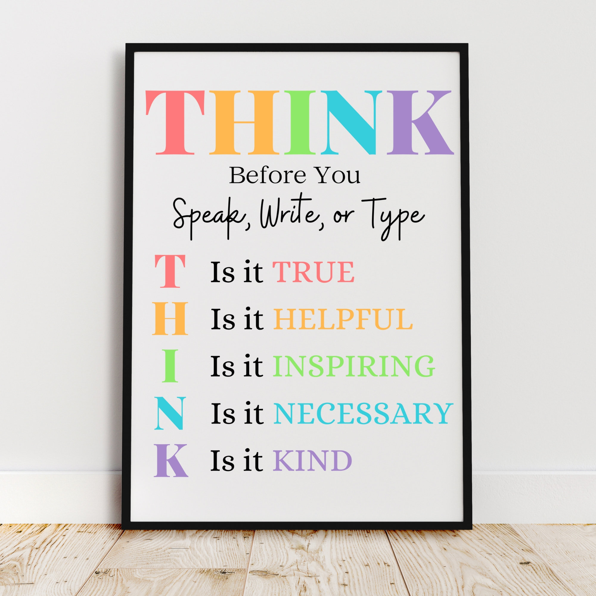 THINK Before You Speak Poster, Class Rules Printable, Positive ...