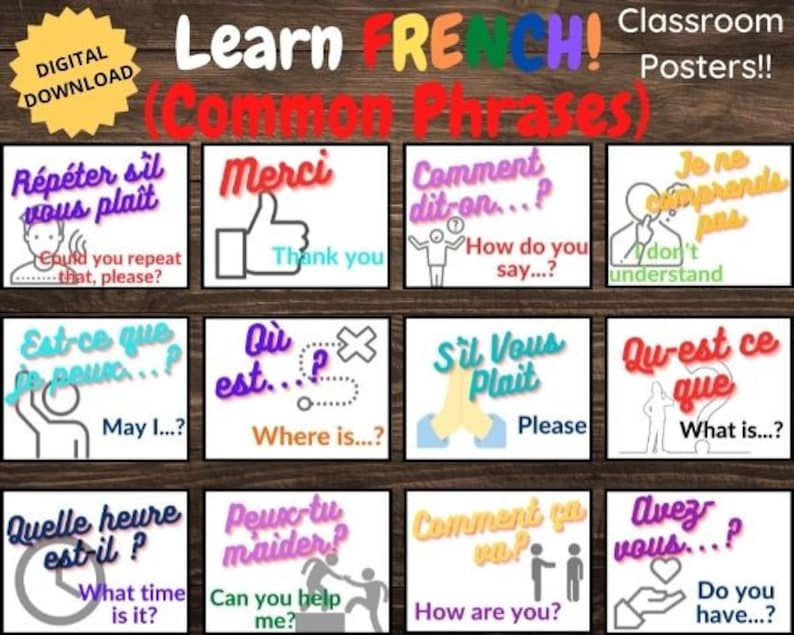 French Sight Word Flashcards List 2 Learning Basic French - Etsy