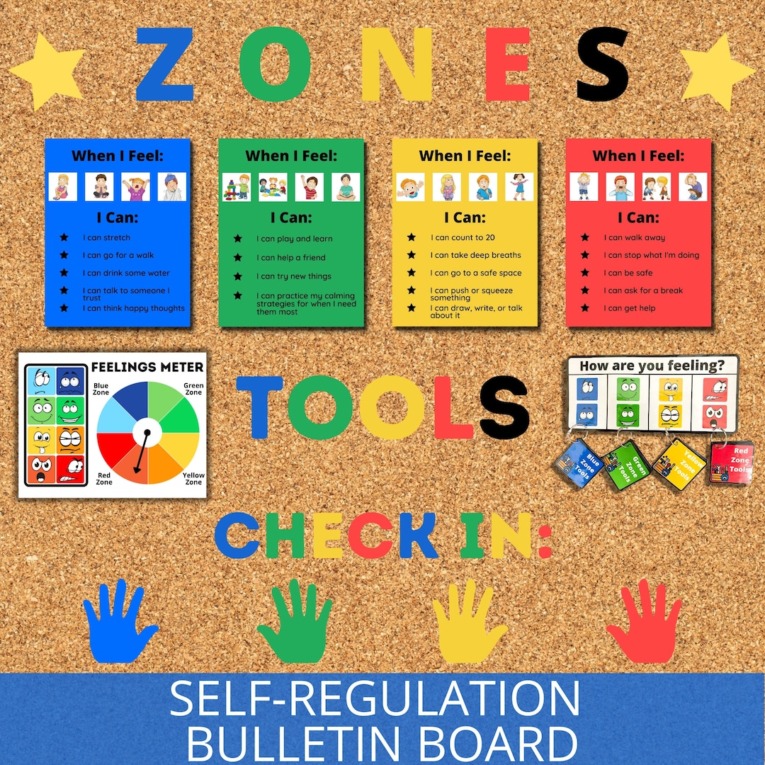 Self-regulation Zones Bulletin Board, Calming Corner Tools, Emotional ...
