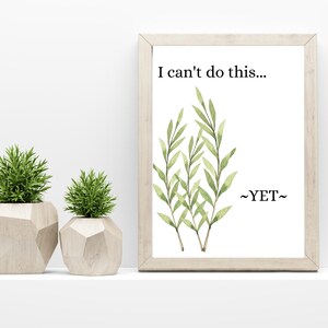 Growth Mindset POWER of YET Poster Set, Botanical Motivational Art ...