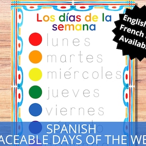 FRENCH Days of the Week Printable, Tracing the Days of the Week, Basic ...