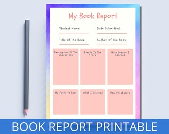 Book Report Worksheet Printable First Second Third Grade - Etsy
