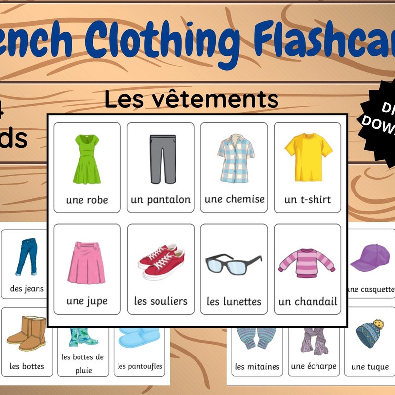 French Flashcards Printable - Etsy