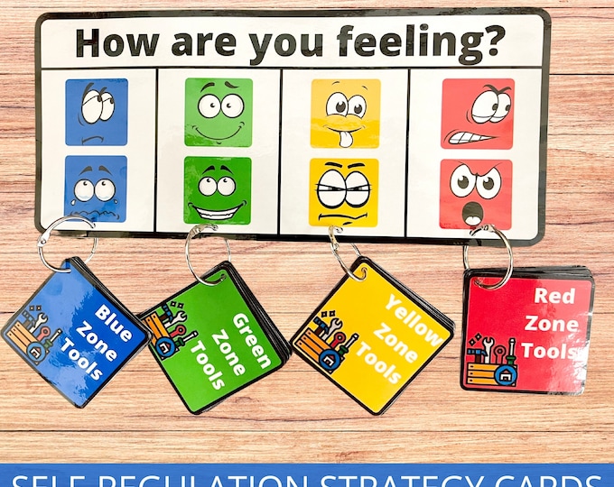 Zones of Regulation Flash Cards AND Display, Self Regulation Cards ...