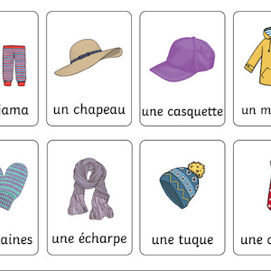 FRENCH CLOTHING PRINTABLE Flashcards, Basic French Vocabulary, France ...