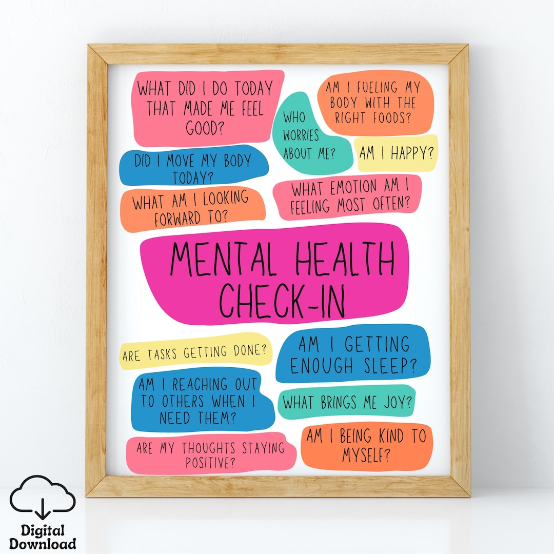 Mental Health Check in for Teens, Therapy Office Decor, Self-care Check ...