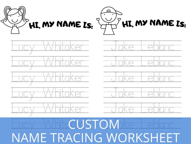 Personalized Name Tracing Worksheet Handwriting Practice - Etsy