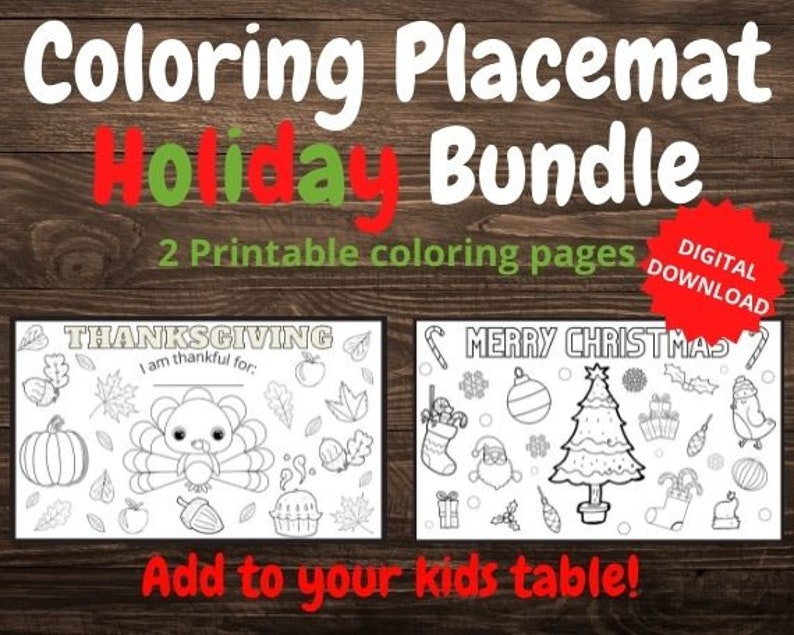 THANKSGIVING Coloring Placemat - Thanksgiving Printable - Thanksgiving ...