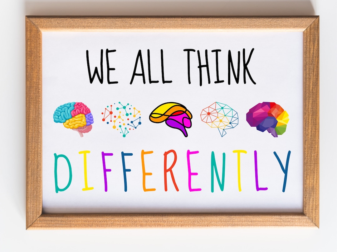 We All Think Differently Poster, Neurodiversity Digital Art Print ...