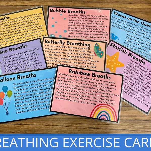 Breathing Exercises Cards - Etsy