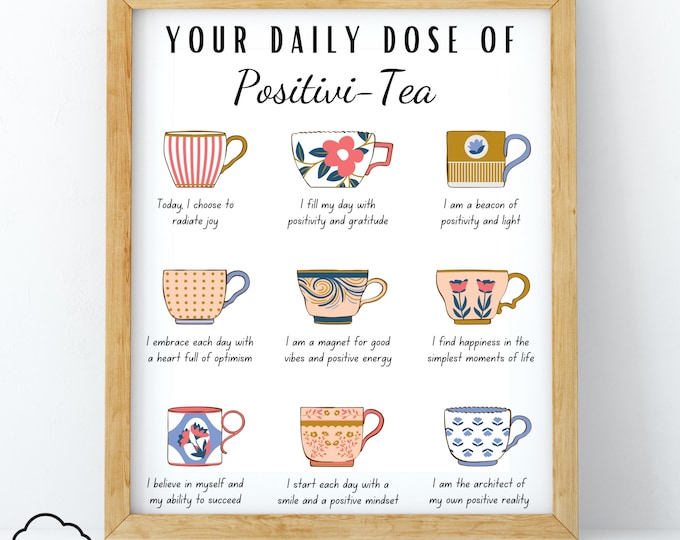 Positivi-tea Positivity Self Affirmation Digital Print Self Empowerment ...