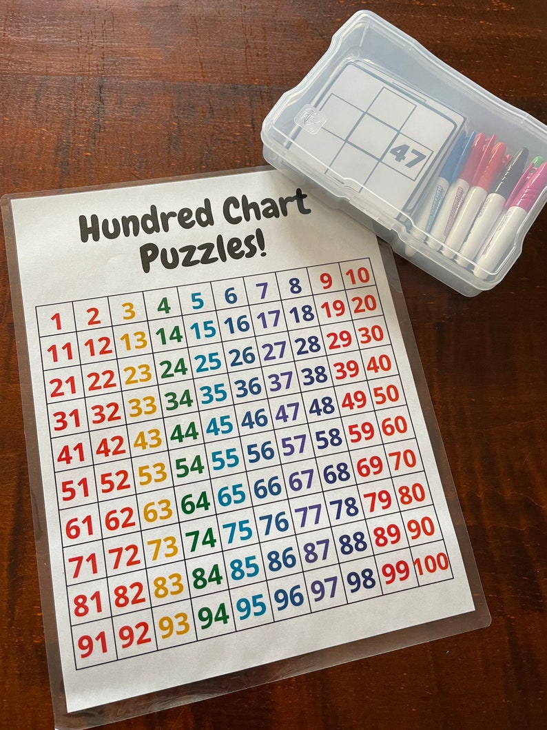 Hundreds Chart Math Game Skip Counting Puzzle Number Line | Etsy
