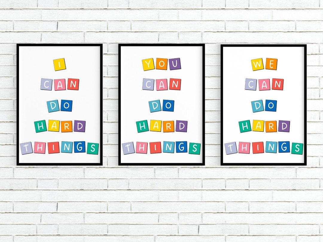 Growth Mindset Poster Set, We Can Do Hard Things, Positive Affirmations ...