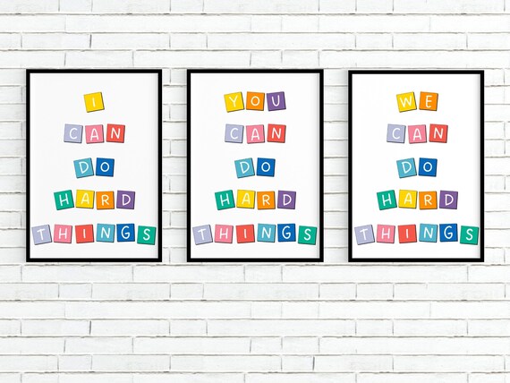 Growth Mindset Poster Set We Can Do Hard Things Positive - Etsy