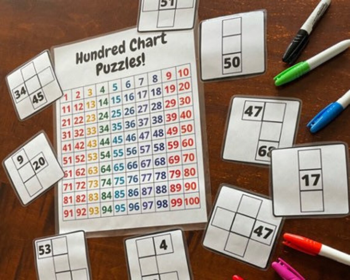 Hundreds Chart Math Game Skip Counting Puzzle Number Line | Etsy