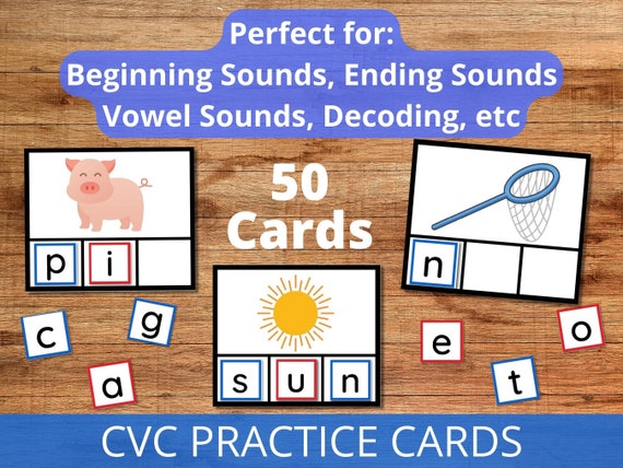 CVC Words Printable Phonics Cards Beginning Sounds Early | Etsy